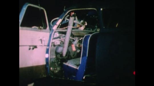 United States: 1950s: view inside front of car after road traffic ...