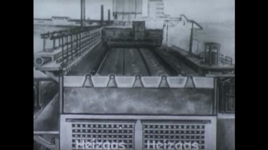 UNITED STATES, 1940s: Cross section animation of coke processing plant ...
