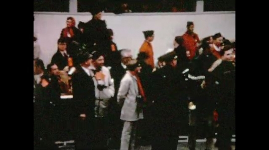 UNITED STATES 1960s: Crowd on street / Military officers march on ...