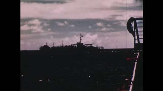 PACIFIC OCEAN: 1940s: ship on water. Animated map of island. Collection ...