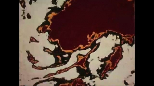 1970s: UNITED STATES: map of weather. Psychedelic view of inside of ...