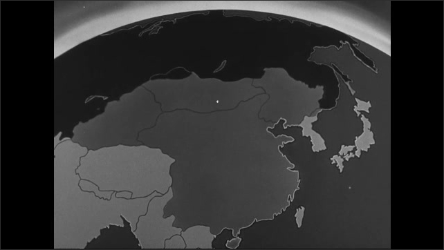 1940s: Map of Russia shaded. Shadow moves over China, Mongolia, and ...