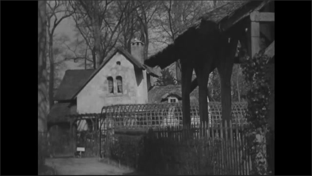 1940s: Water and trees. People run down beach. Man rides horse ...