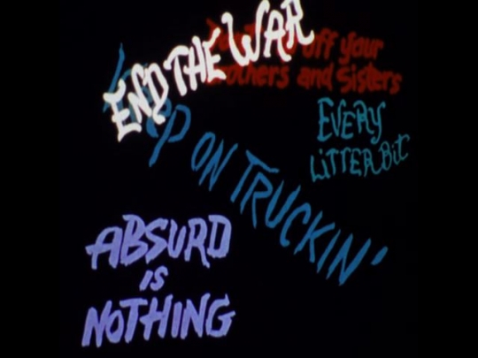 UNITED STATES 1970s: Animation of some graffitied slogans. – Archival ...