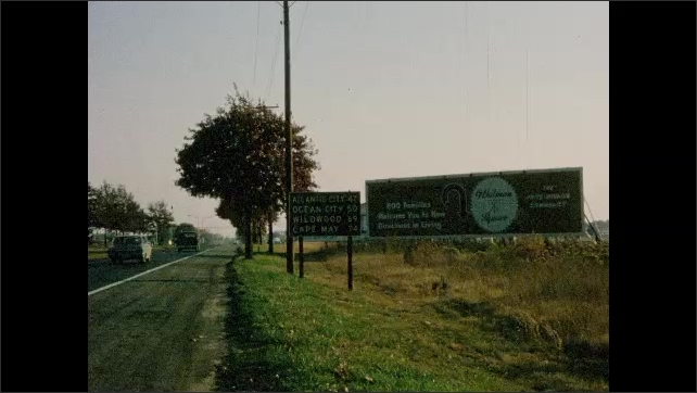 1960s: Views of interstate highway, signage. – Archival Footage