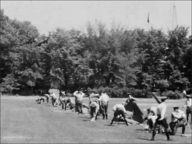 1930s: Culver Military Academy platoon stands at attention, performs ...