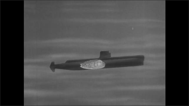 1950s: Animation Of Nuclear Powered Submarine Descending And Ascending ...