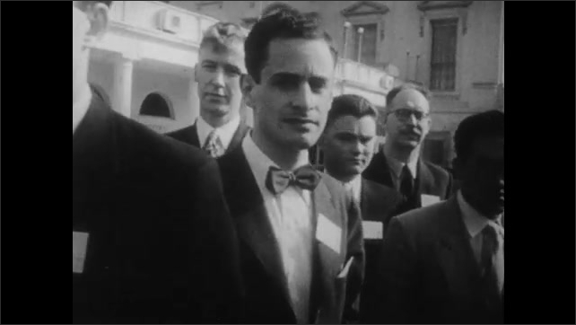 1950s: UNITED STATES: students attend school opening ceremony in ...