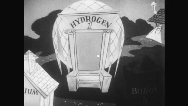 1950s: UNITED STATES: cartoon of elements. Hydrogen element cartoon ...