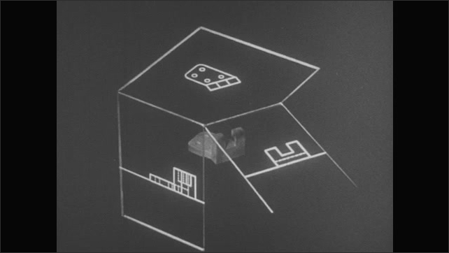 1950s: United States: Reference Lines On Drawing Of Object. Auxilary ...