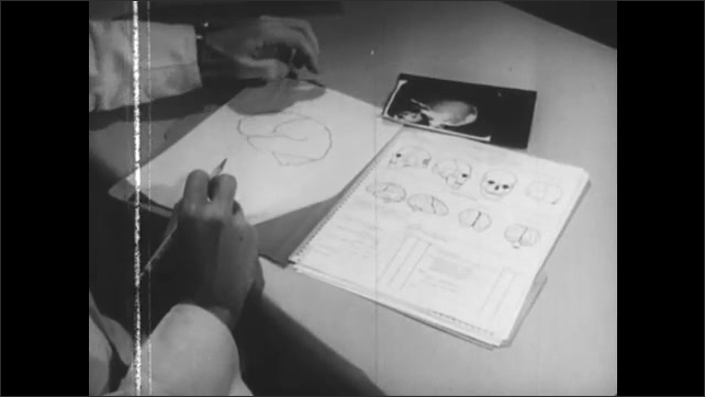 1950s: UNITED STATES: roughness test notes. Behaviour affected by brain ...