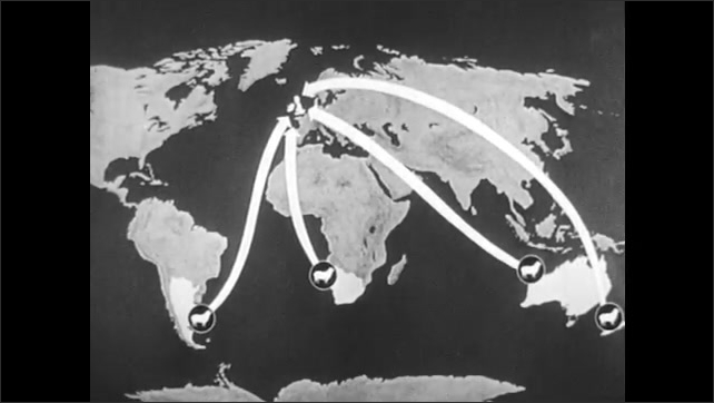 1940s: UNITED KINGDOM: map shows import of materials to Britain. Arrows ...