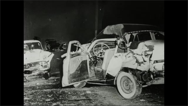 1950s: Cars pull into toll plaza. Still photo of cars crashed from ...