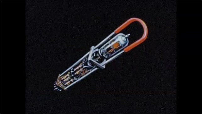 1950s: Animation of rocket flying, numbers trail behind rocket ...