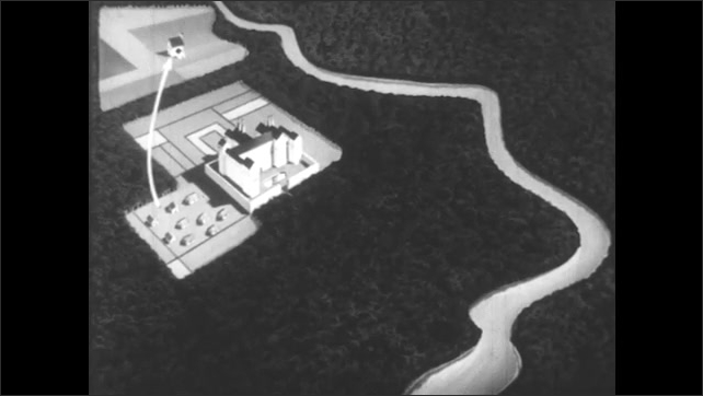 1950s: Animation of houses on plots of land, outline of United States ...