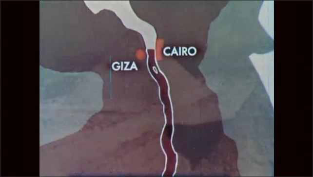 1950s: EGYPT: schematic map of Egypt, Giza, and Cairo. Overhead view of ...