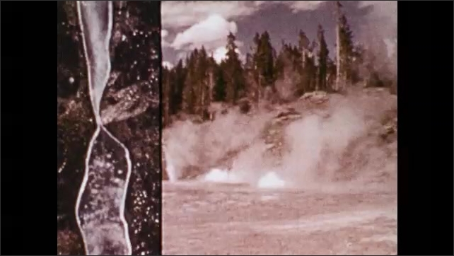1970s: Yellowstone National Park, geyser spews huge plume of steam ...