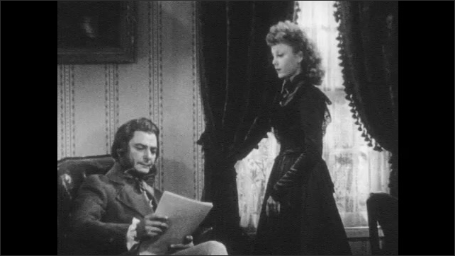 1940s: Exterior of church. Longfellow talks to his wife about his poems ...