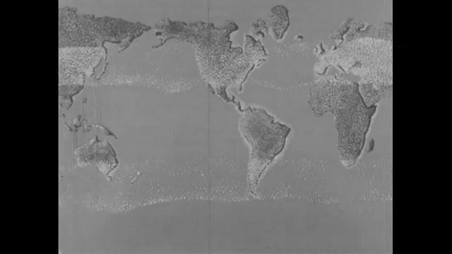 1960s: Map of continents. – Archival Footage