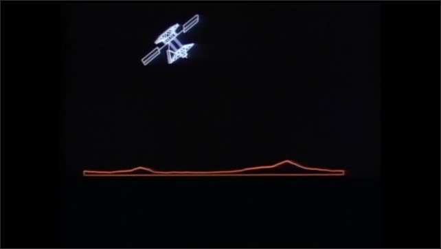1990s: Night sky. Spacecraft flies near planet. Animation shows craft ...