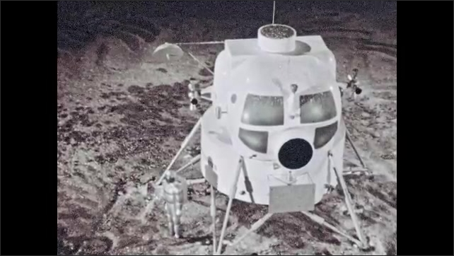 1960s: Model of lunar lander and astronaut on surface of moon ...