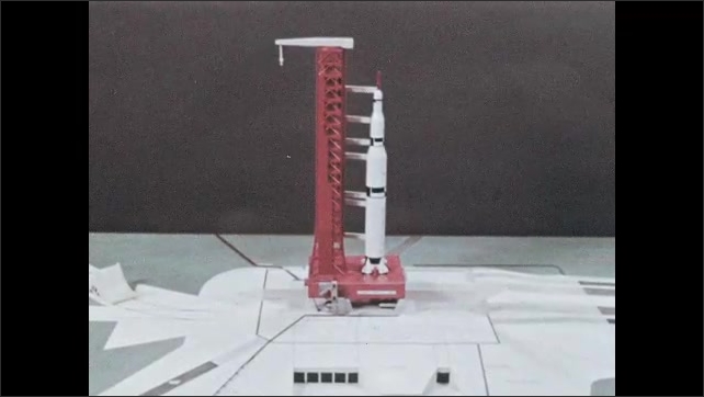 1960s: UNITED STATES: design of vertical assembly building. Rocket on ...