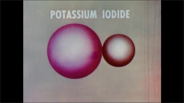 1960s: UNITED STATES: potassium iodide title. Potassium Iodine molecule ...