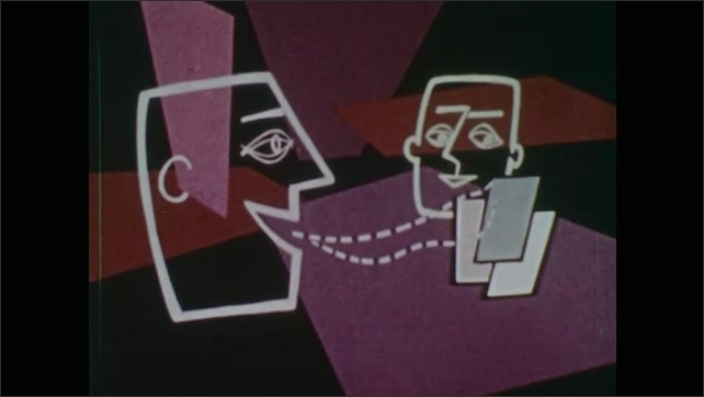 UNITED STATES 1960s: Cartoon images of two faces/ One face conveying ...