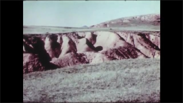 1950s: Dry desert landscape. – Archival Footage