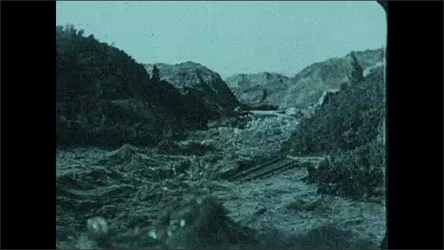 1930s: UNITED STATES: destruction caused by flash flood. Bridge and ...
