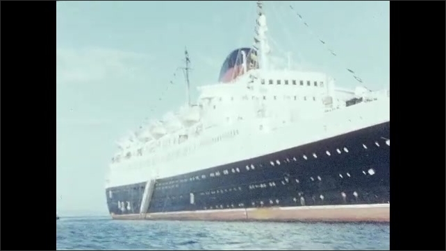 1950s Caribbean Side Profile Of Cruise Ship At Sea View Of Ship From