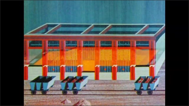 1960s: Man in hardhat standing in front of machine controls. Animated ...