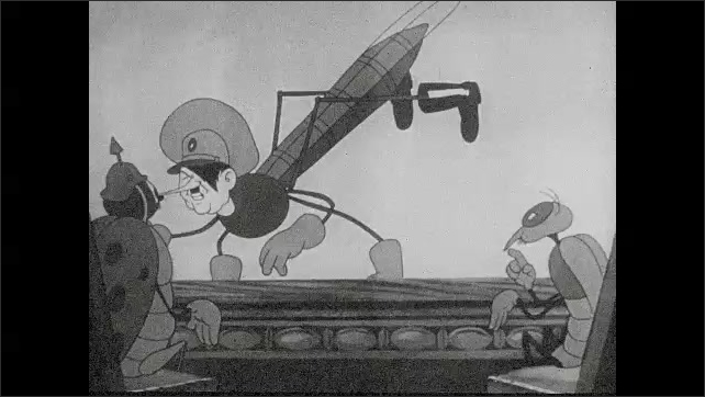 1940s: Animation of mosquito with Hitler’s face talks on podium, takes ...