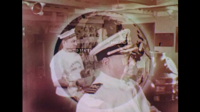 UNITED STATES: 1955: animation of globe shows United States and England ...