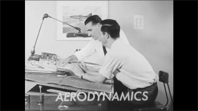 1960s: Wright Brothers pictured with airplane. Two engineers at work on ...