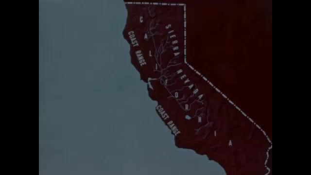1960s: Animated map of California. River. – Archival Footage