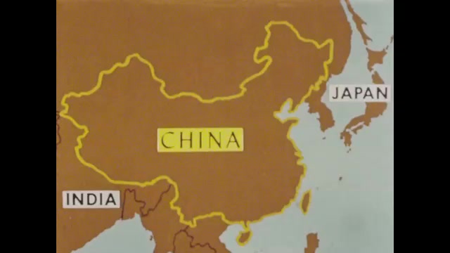 1950s: Map of China, Japan and India. Image of United States is ...