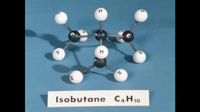 1960s: Model of isobutane. Finger points to the branched structure ...