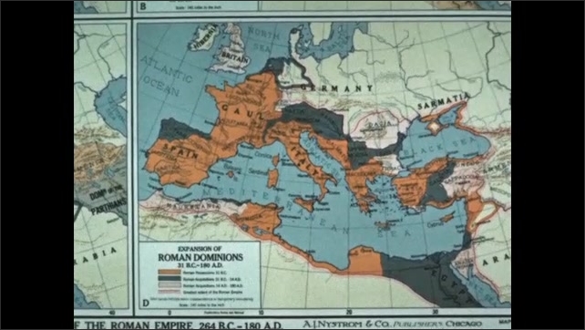 1950s: Scene of ancient philosopher. Map of Roman dominions. – Archival ...