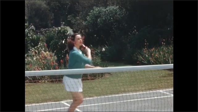 1950s: Badminton player returns a shuttlecock using forehand and ...