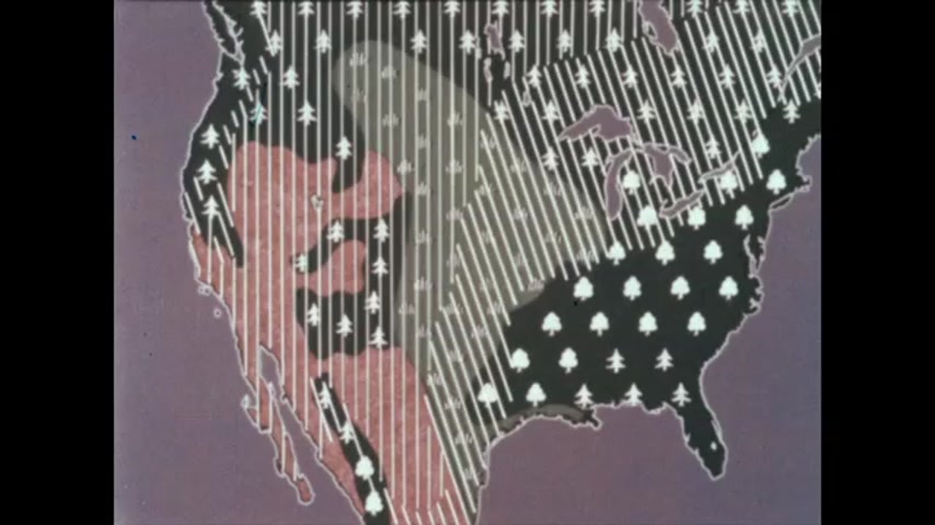 1960s: Map of forestation of North America with lines over it ...