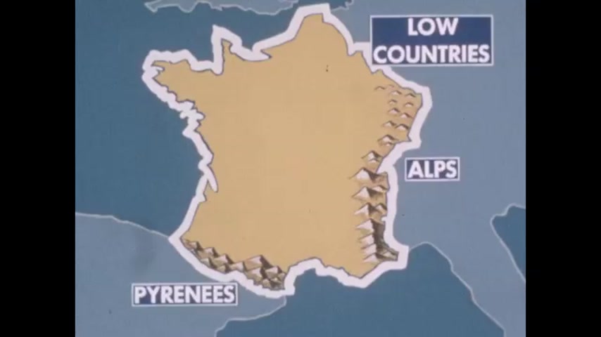 1950s: map of France within Europe, comparing France to the shape of a ...
