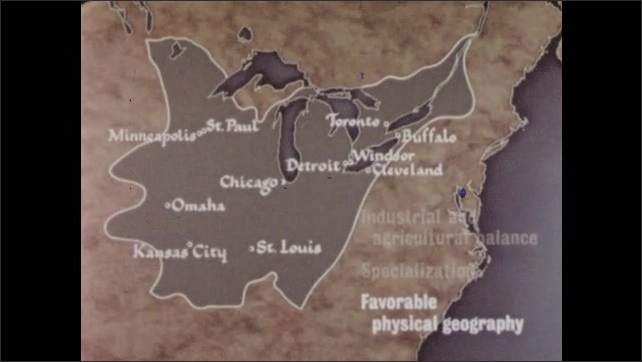 1960s: City with river running through it. Map of Central Lowlands ...