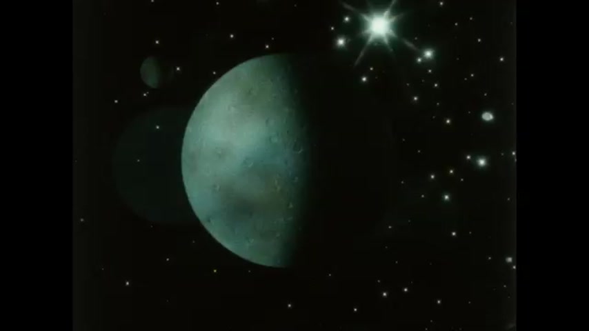 1980s: Illustration of solar system planetary diagram. Stars ...