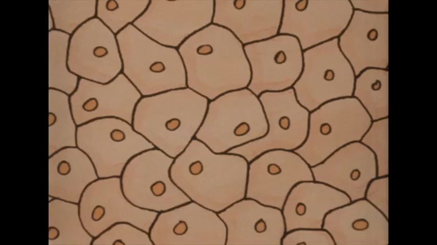 1990s: Illustration of skin cells. Cartoon alien floating, talking ...