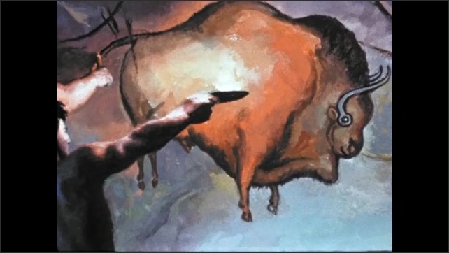 1950s: Model of prehistoric man with stone in hand. Prehistoric men ...