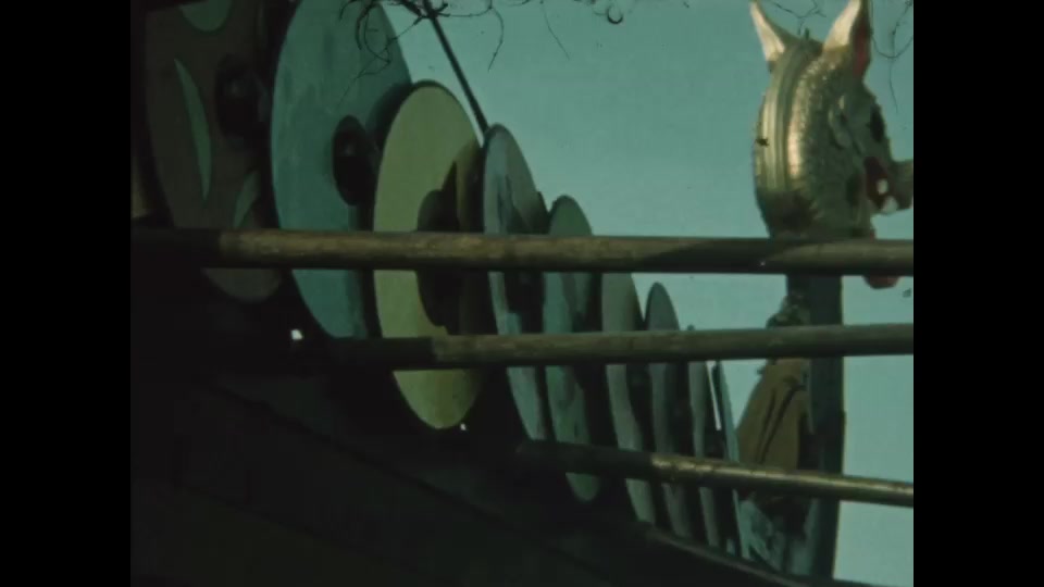 1960s: Side view of a Viking longship adorned with painted shields and ...