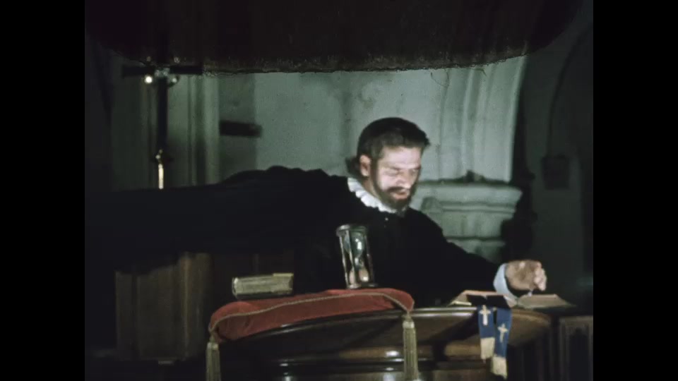 1960s: Priest giving his sermon from the altar. – Archival Footage