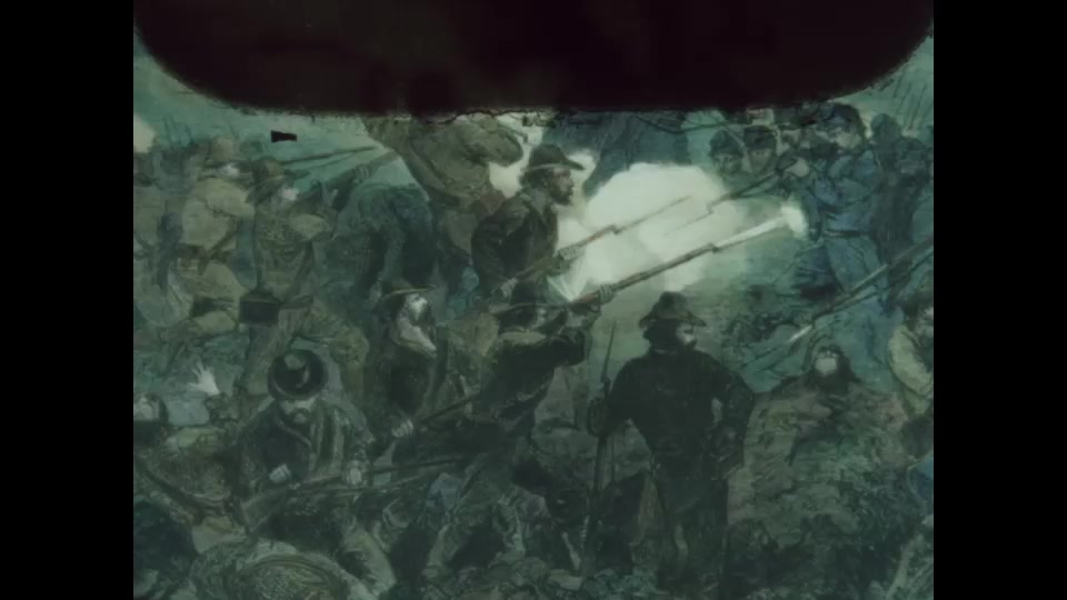 1960s: Drawing of civil war soldiers engaged in combat. – Archival Footage