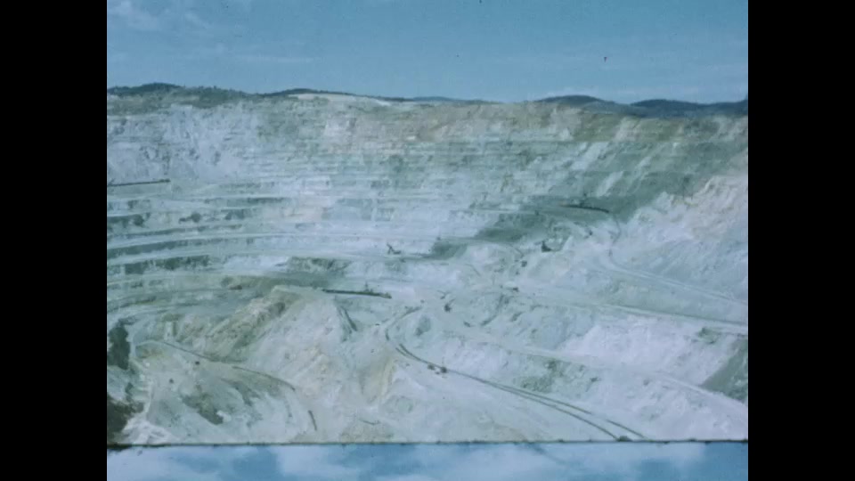 1960s: Strip mining pit. Pool of water. – Archival Footage